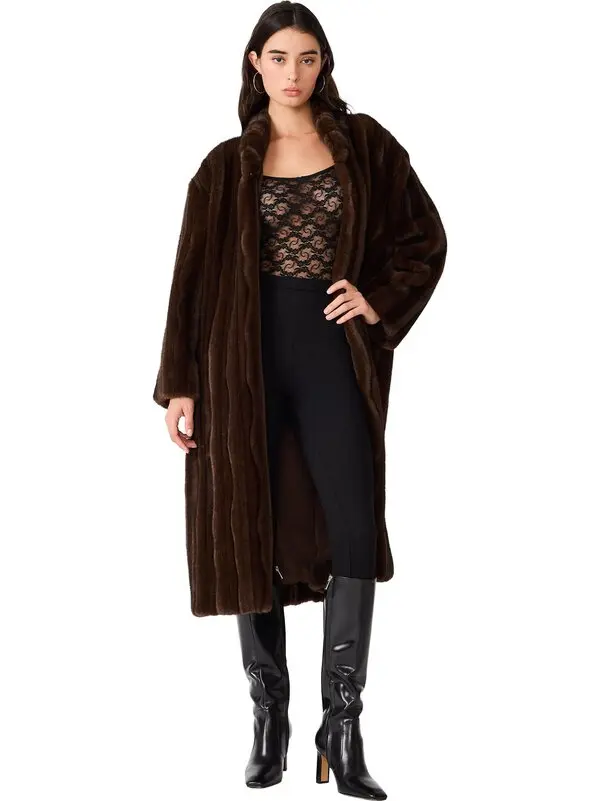 Steve Madden Peclair Coat Faux Fur Jackets & Coats - Wolf Brown