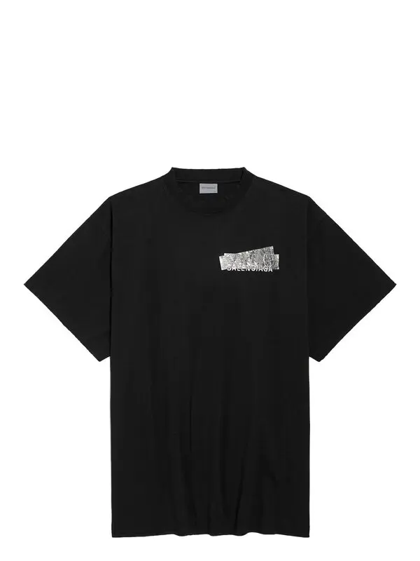 Balenciaga Silver Tape Back Oversized T-shirt - Black