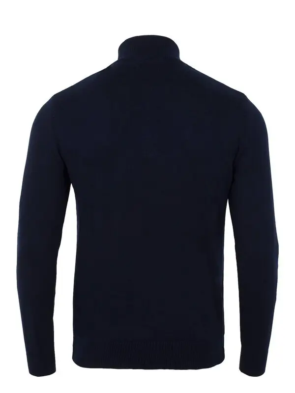 PAUL JAMES KNITWEAR Lightweight Cotton Foster Zip Neck Jumper Navy - Blue