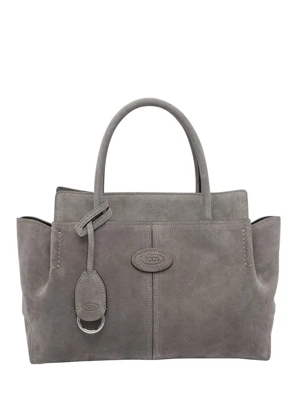 TOD'S Small Suede Shopping Bag - Gray