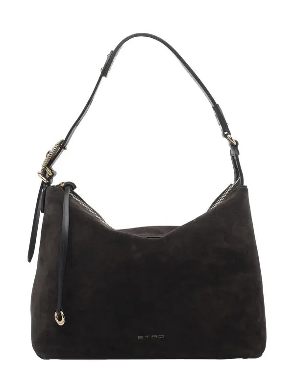 Etro Medium Suede Rosette Shoulder Bag - Brown