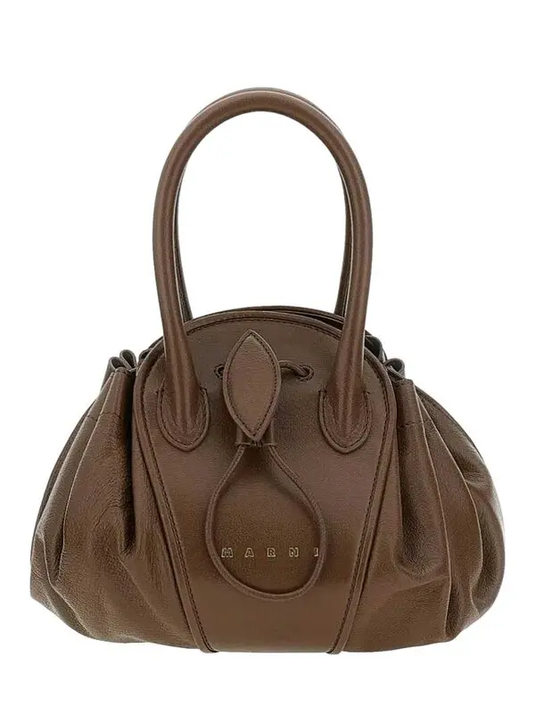 Marni Tulipa Small Leather Handbag - Brown