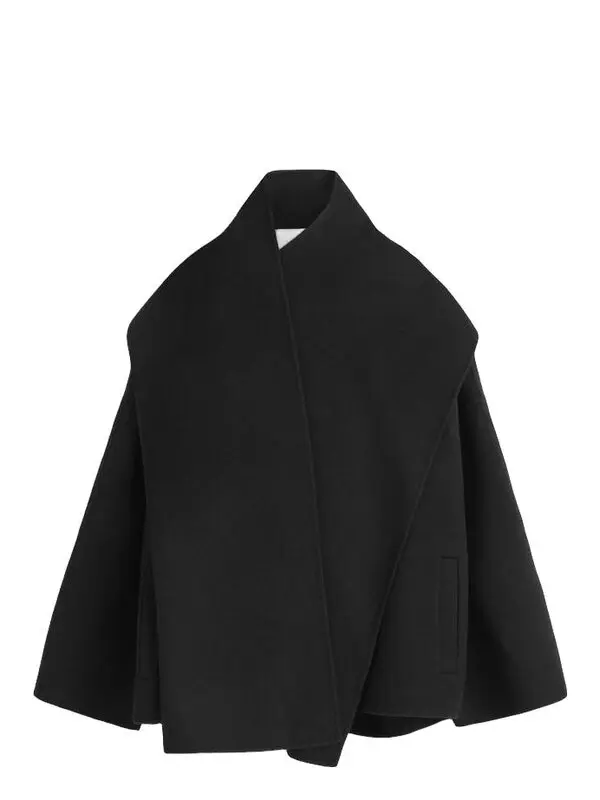 Cos Double-faced Wool-blend Scarf Jacket - Black