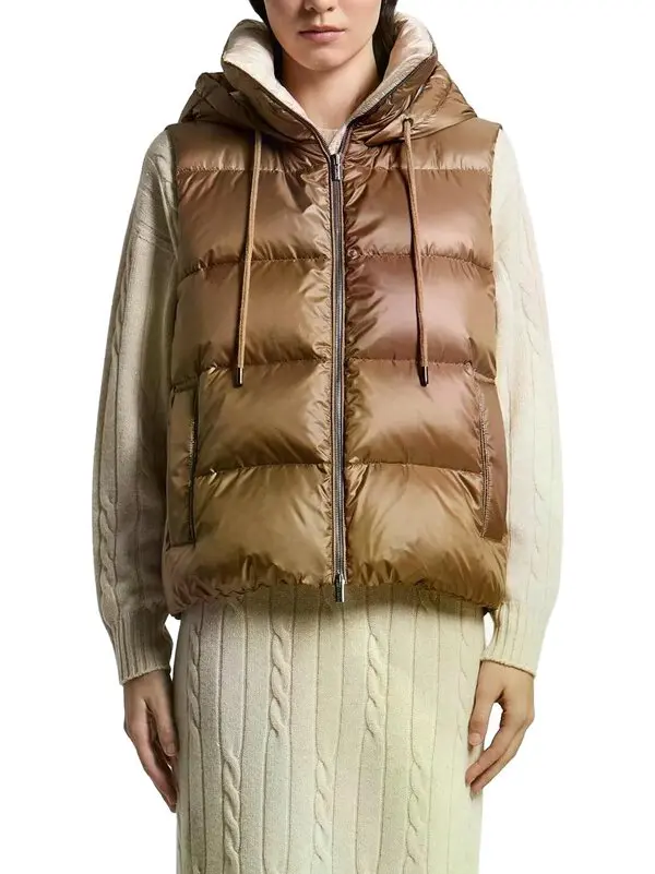 Peserico Quilted Hooded Gilet - Brown