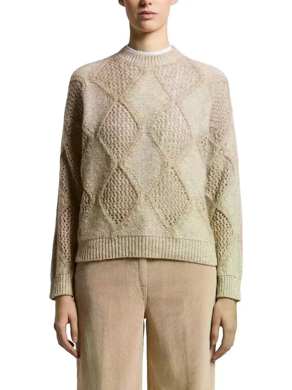 Peserico Argyle Open-knit Sweater - Neutrals