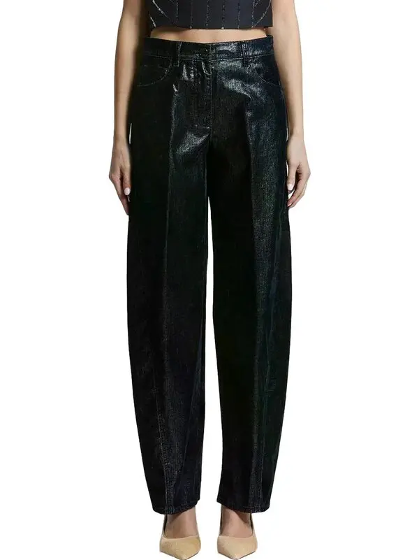 Peserico Metallic-effect Pleated Trousers - Blue