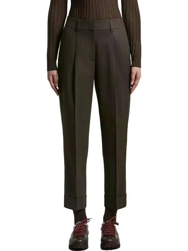 Peserico Beaded-trim Pleated Trousers - Brown