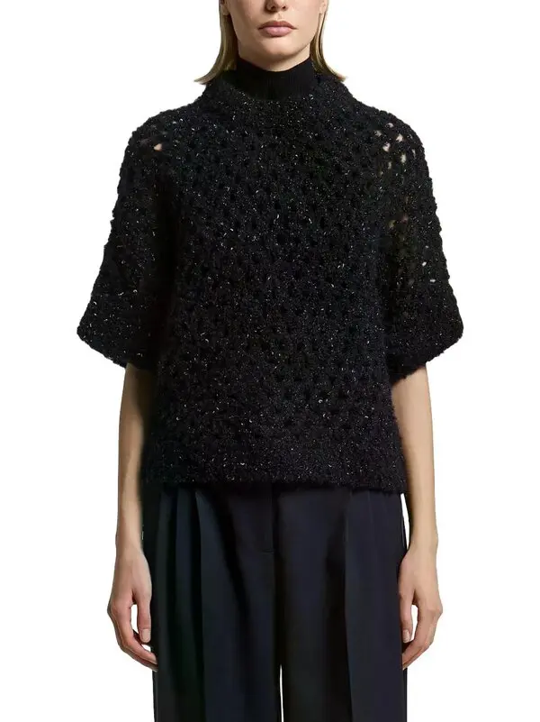Peserico Crochet-knit Short-sleeve Sweater - Blue