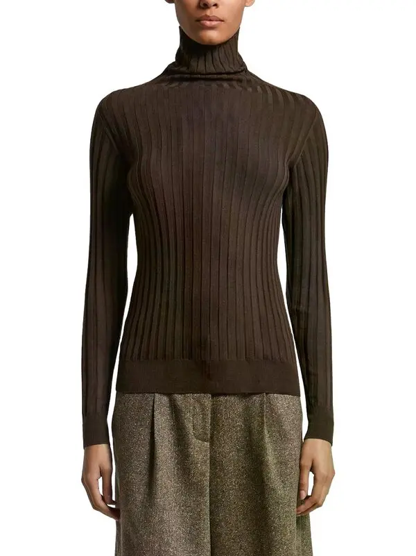 Peserico Ribbed-knit Roll-neck Sweater - Brown