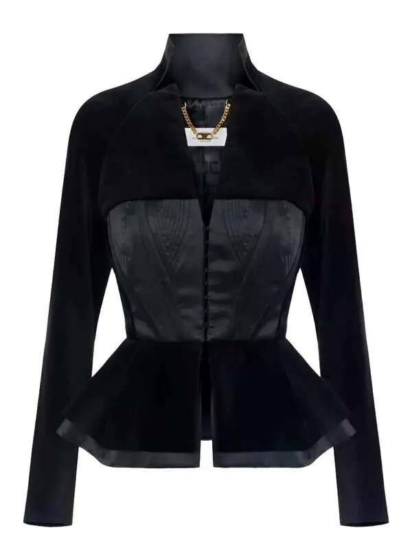 Elisabetta Franchi Gazar And Velvet Jacket - Black