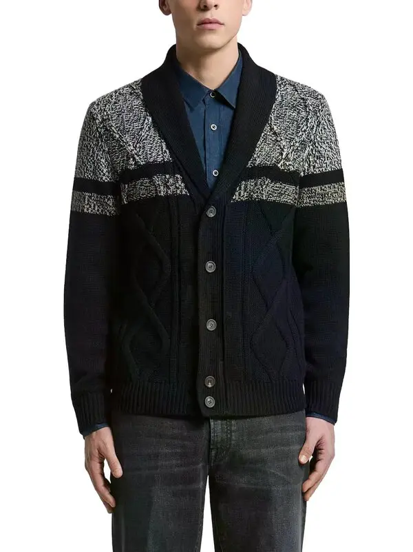 Peserico Cable-knit Shawl-collar Cardigan - Blue