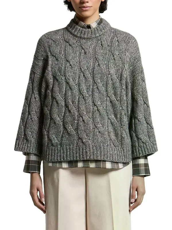 Peserico Cable-knit Sequin-embellished Sweater - Grey