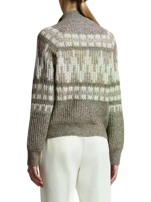 Peserico Geometric-pattern Zip-up Cardigan - Brown