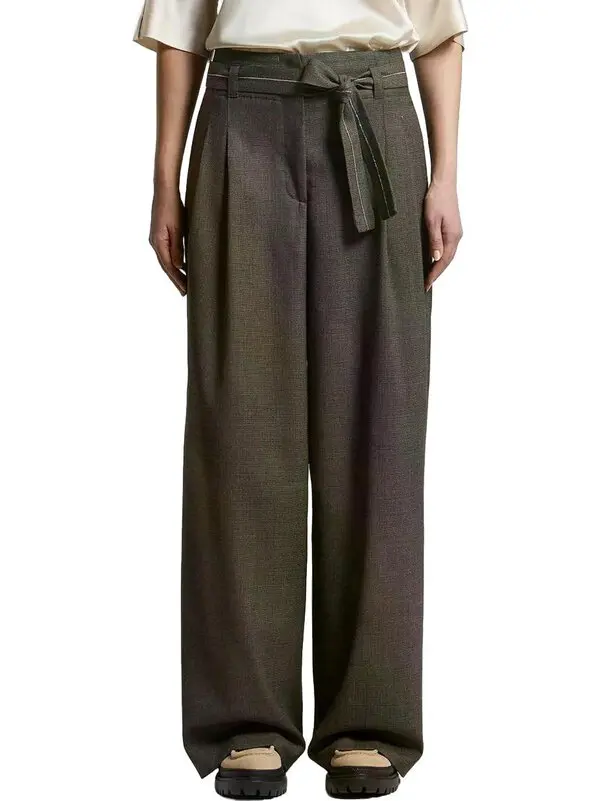 Peserico Belted Pleated Trousers - Brown