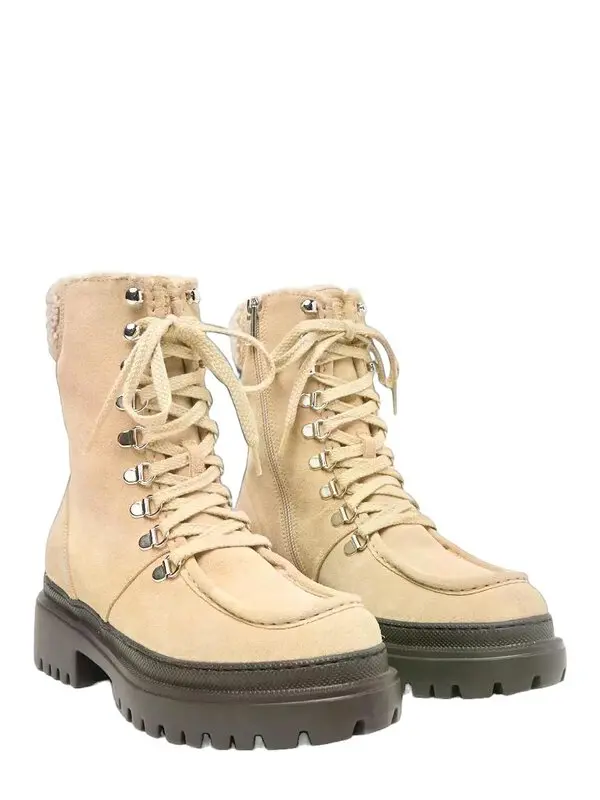 Peserico Shearling-trim Lace-up Boots - Neutrals