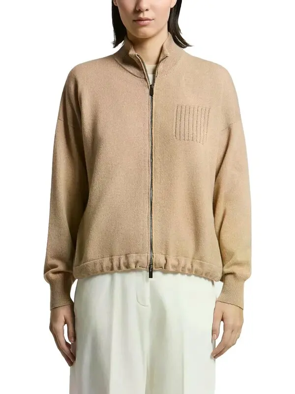 Peserico Zip-up Ribbed Cardigan - Neutrals