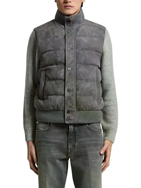 Peserico Quilted Panel-knit Jacket - Grey