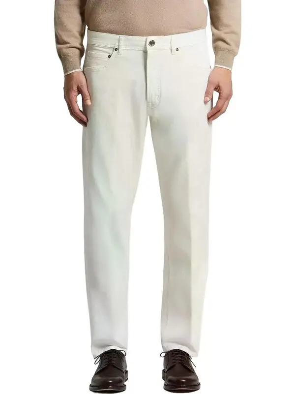 Peserico Logo-patch Straight-leg Jeans - White