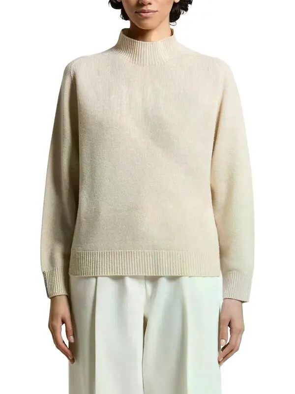Peserico Zip-cuff High-neck Sweater - Neutrals