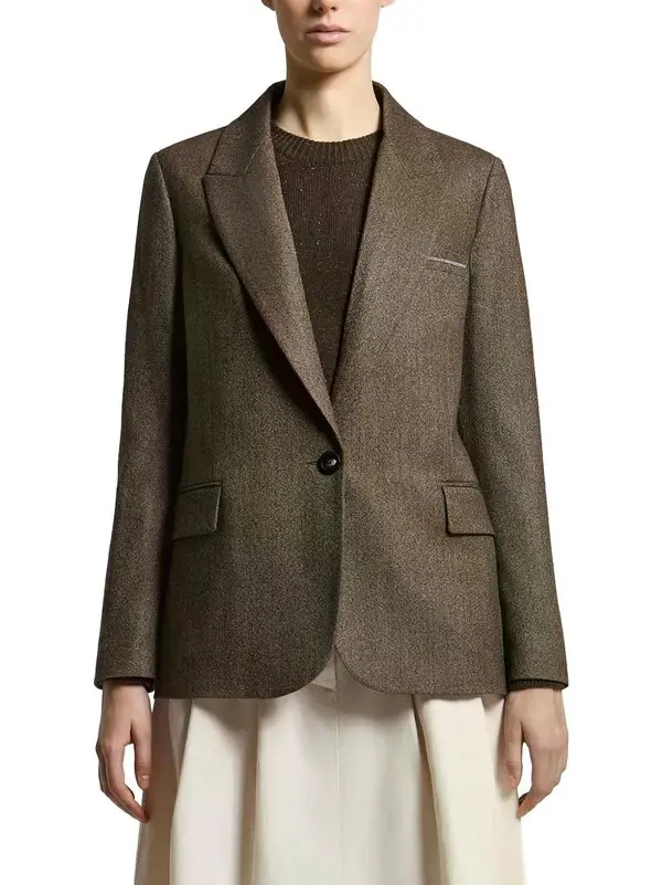 Peserico Single-breasted Peak-lapel Blazer - Brown