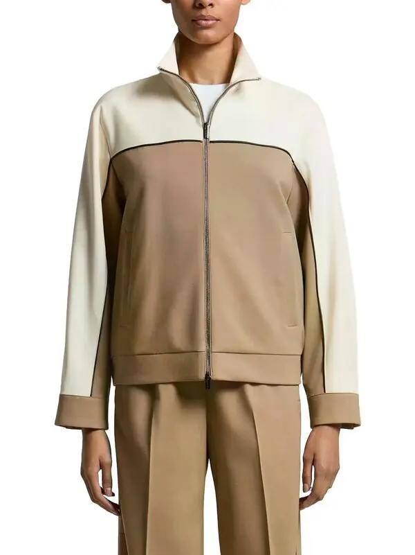 Peserico Colour-block Panelled Zip-up Jacket - Neutrals