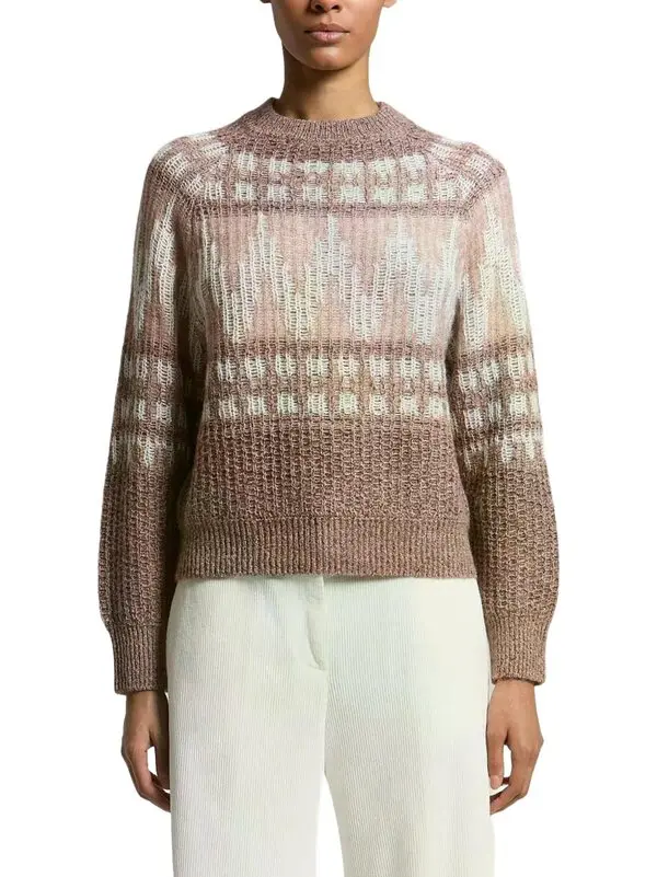 Peserico Fair Isle-knit Raglan-sleeve Sweater - Pink
