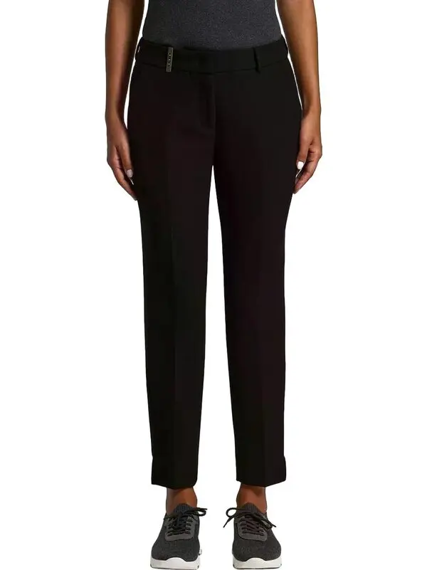 Peserico Logo-plaque Slim-fit Trousers - Black