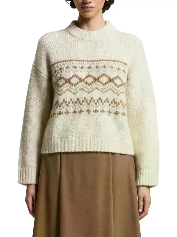 Peserico Intarsia-knit Dropped-shoulder Sweater - Neutrals