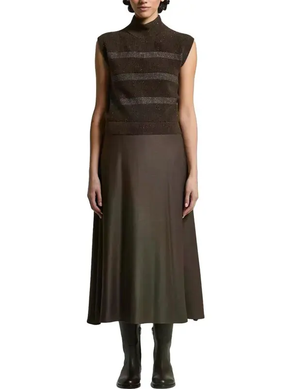 Peserico Stripe-detail Sleeveless Midi Dress - Brown