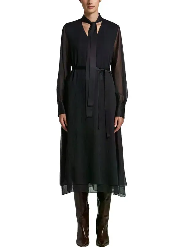 Peserico Tie-neck Belted Midi Dress - Blue