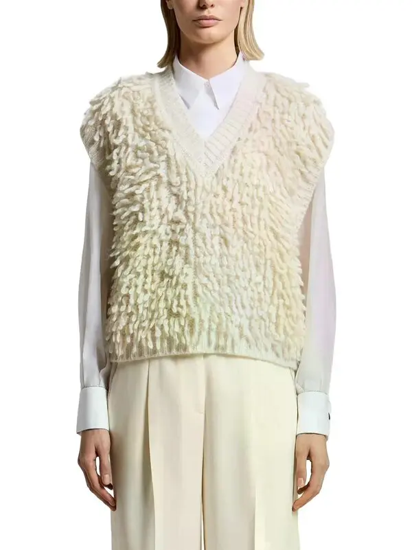 Peserico Fringe-detail V-neck Vest - Neutrals