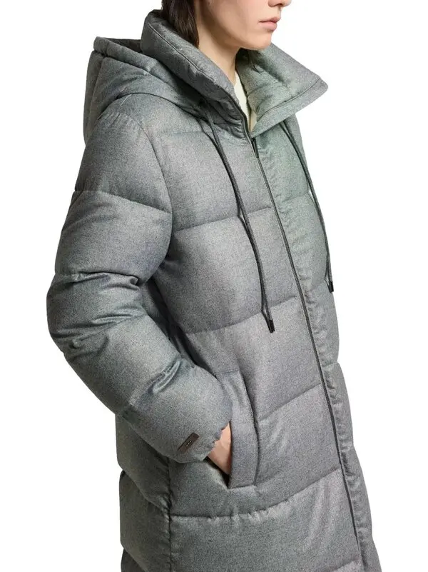 Peserico Quilted Hooded Coat - Grey