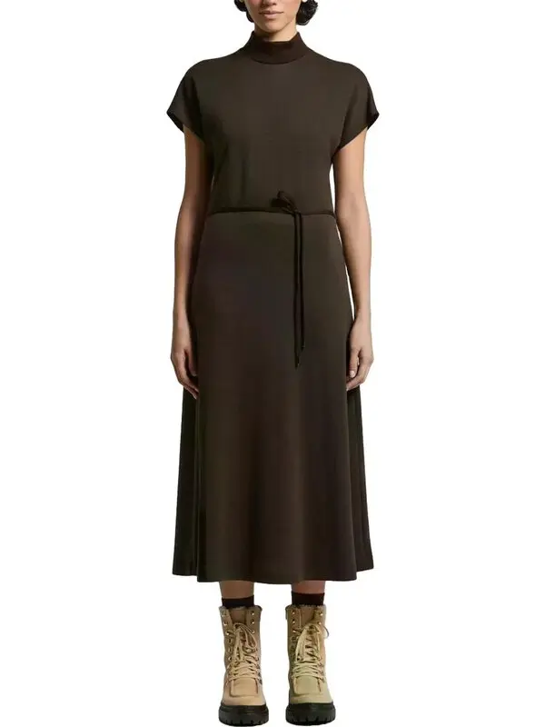 Peserico Belted High-neck Midi Dress - Brown