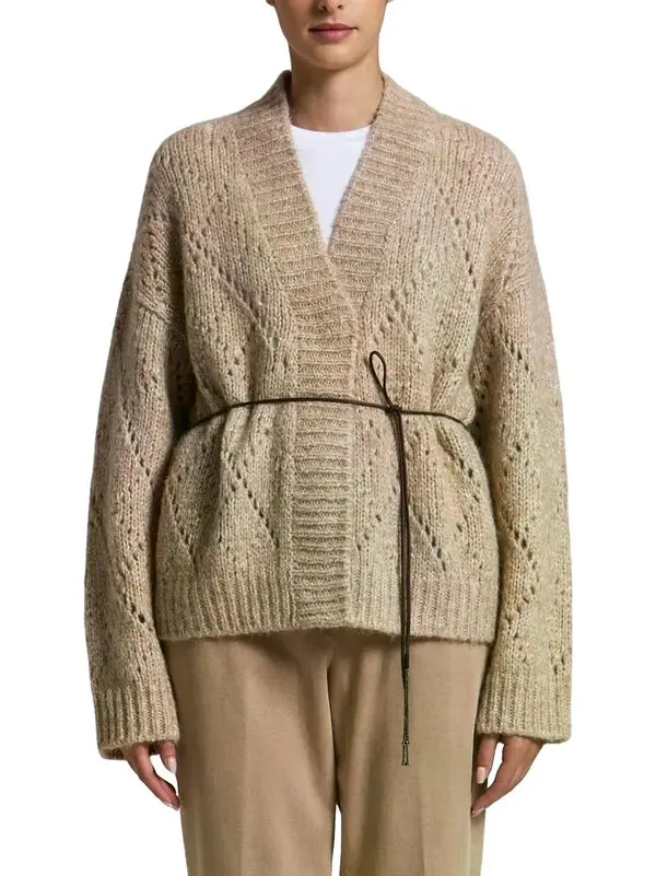 Peserico Pointelle-knit Belted Cardigan - Neutrals