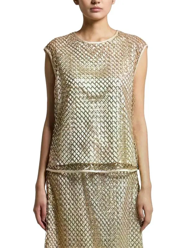 Peserico Sequin-embellished Sleeveless Top - Gold