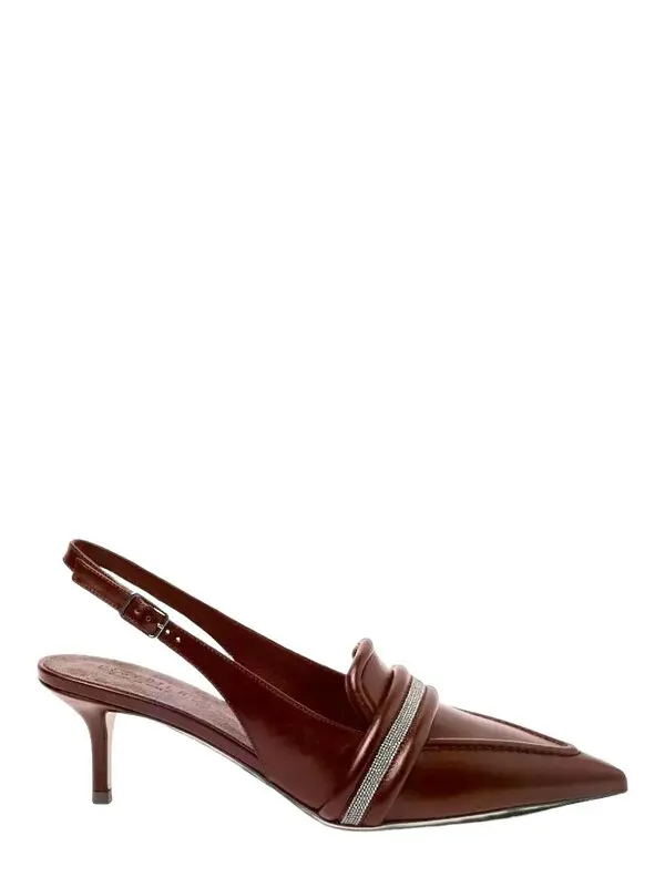 Peserico Monili-chain Slingback Pointed-toe Heeled Pumps - Brown