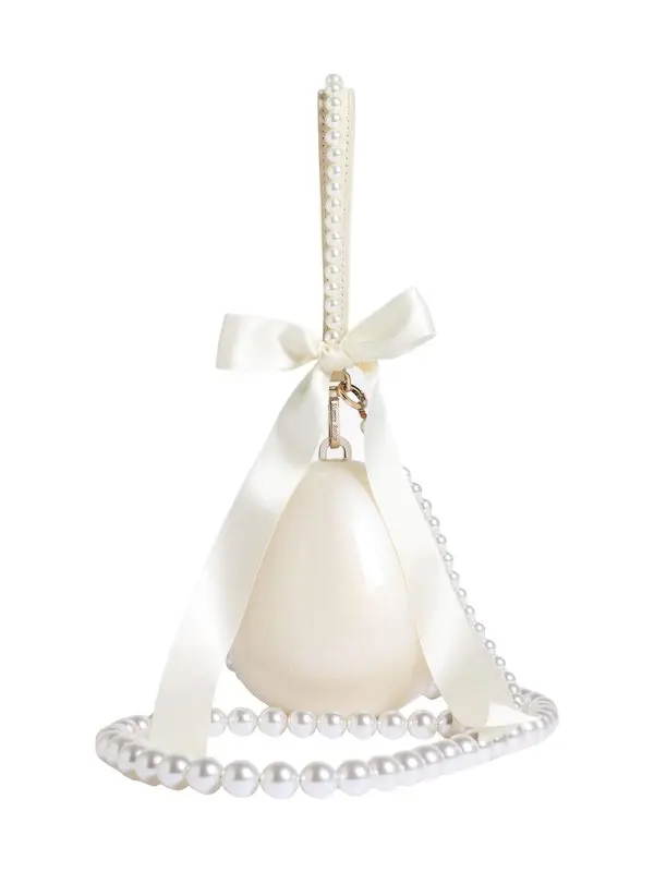Simone Rocha Pearl Crossbody Micro Egg Bag With Emb And Bow - Multicolor