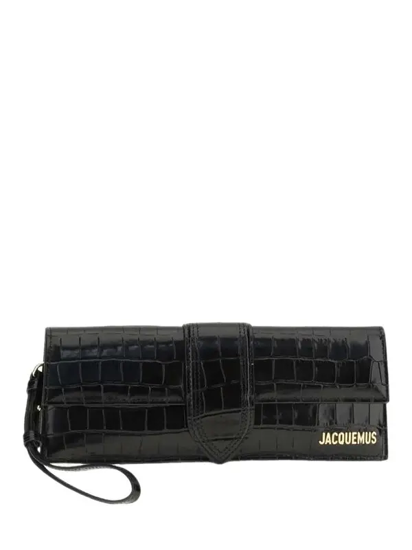 Jacquemus Le Bambino Clutch With Crocodile Effect - Black