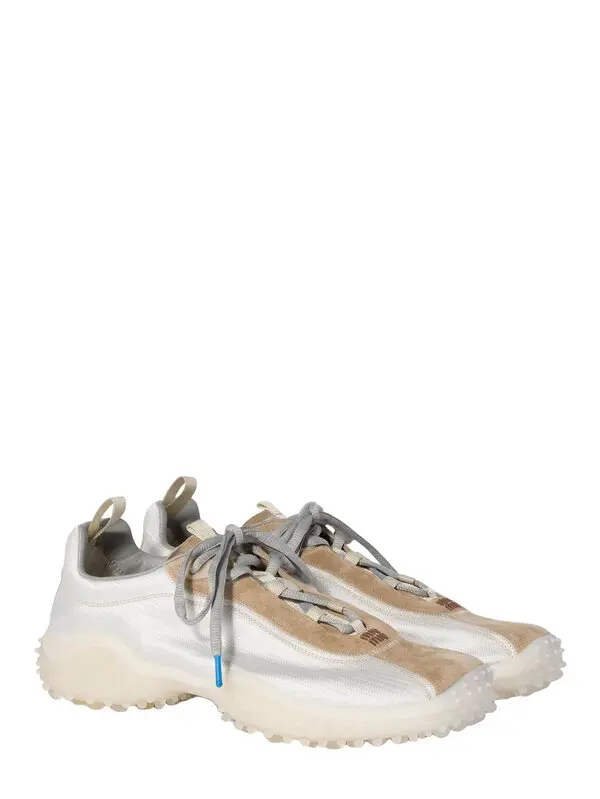 Miu Miu Bubble Technical Fabric And Suede Sneakers - Ivory