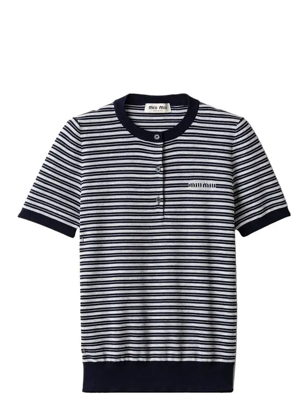 Miu Miu Striped Wool Sweater - Blue/marble