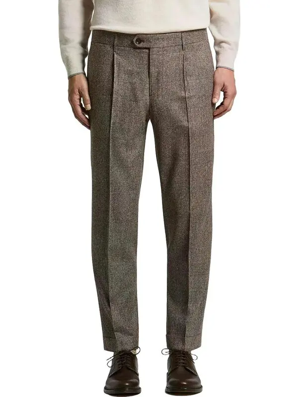 Peserico Prince Of Wales Check Pleated Trousers - Brown
