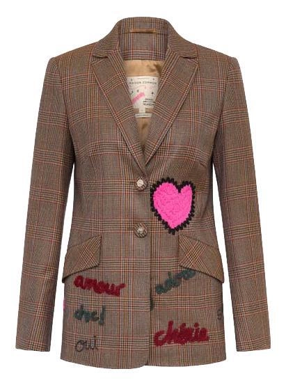 MAISON COMMON Embroiderd Glencheck Jacket - Maroon