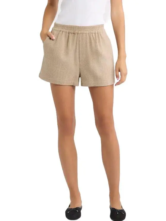 ROWING BLAZERS Herringbone Wool Blend Shorts - Camel