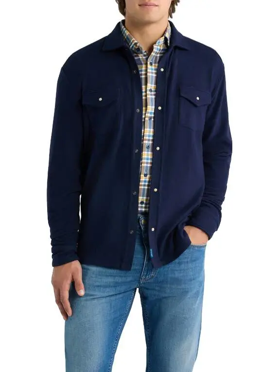 Johnnie-o York Long Sleeve Snap Overshirt - Navy