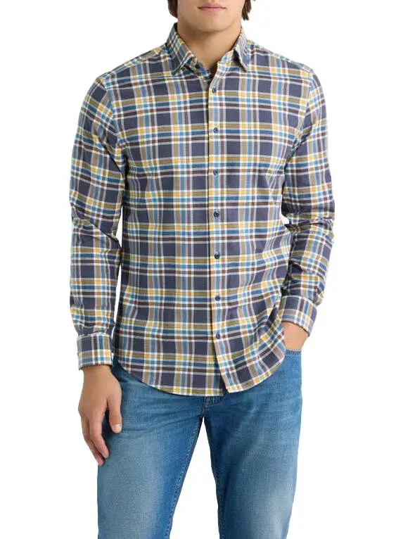 Johnnie-o Lakeridge Plaid Button Down Shirt - Navy