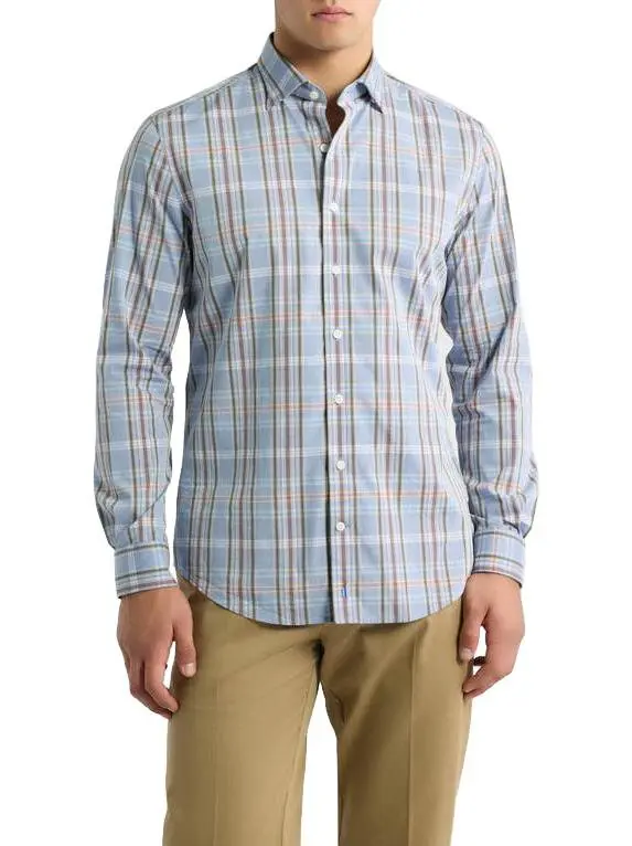 Johnnie-o Potomac Plaid Long Sleeve Button Down Shirt - Bluestone