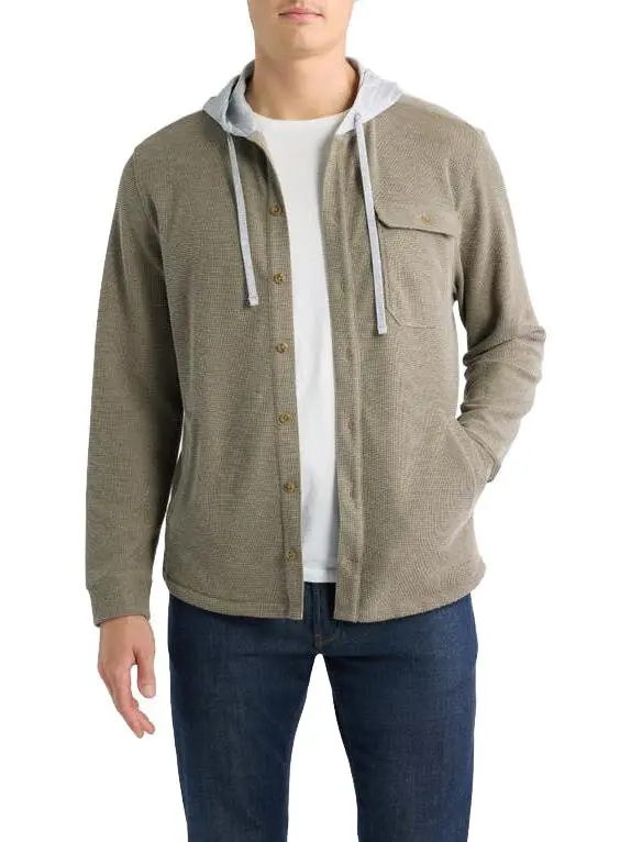 Johnnie-o Jersey Hooded Shirt Jacket - Tan
