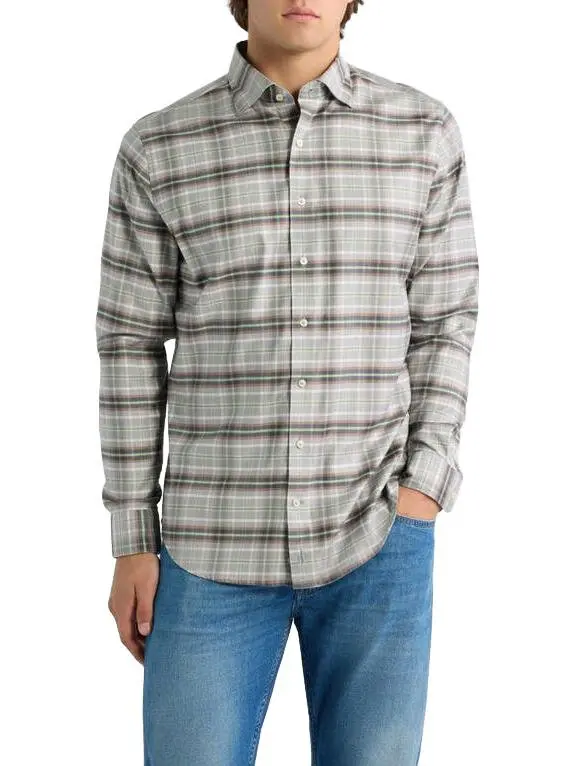 Johnnie-o Lone Cypress Plaid Long Sleeve Button-up Shirt - Light Gray