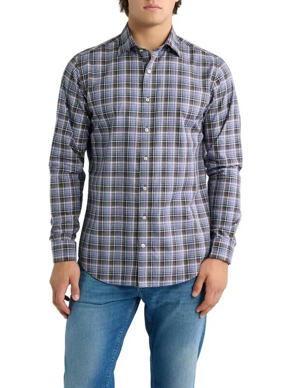 Johnnie-o Merced Check Button Down Shirt - Bluestone