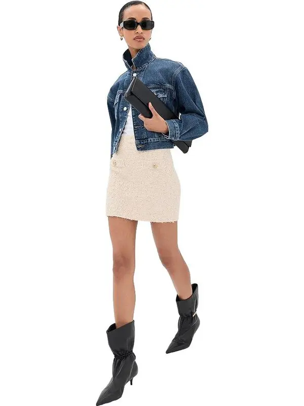 Balmain Tweed Knit Skirt - Grege